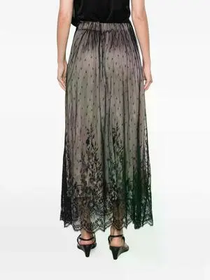 Isabel Benenato Lace-overlay Gathered Maxi Skirt