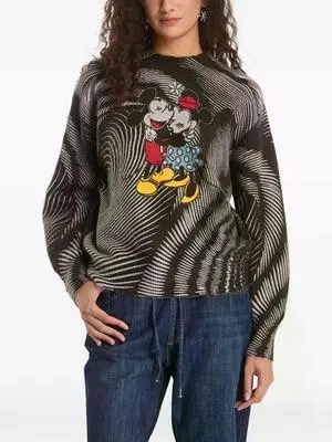 Desigual Mickey Mouse Graphic Print Intarsia Knit Sweater