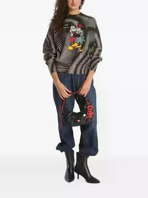 Desigual Mickey Mouse Graphic Print Intarsia Knit Sweater