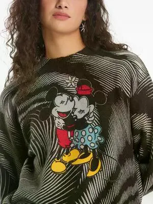 Desigual Mickey Mouse Graphic Print Intarsia Knit Sweater