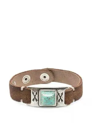 ERALDO Turquoise-embellished Suede Bracelet - Silver