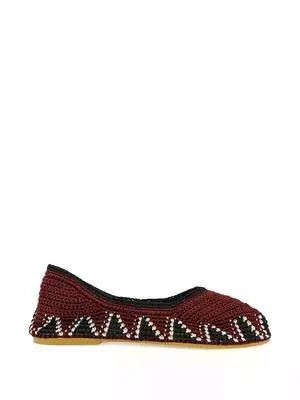 KASHURA Hand-crocheted Pattern Ballet Flats - Red
