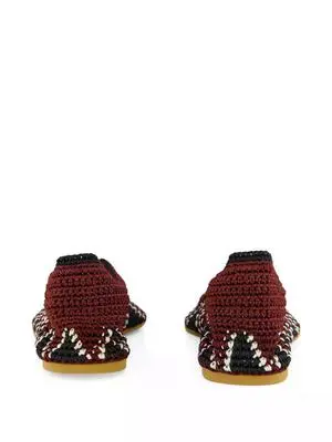 KASHURA Hand-crocheted Pattern Ballet Flats - Red