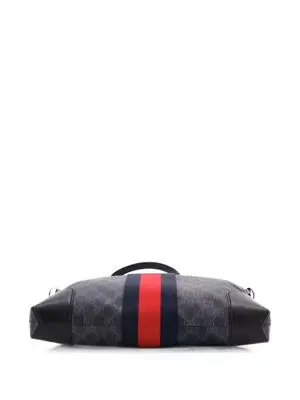 Gucci Web Zip Flat Messenger Gg Coated Canvas Medium Crossbody Bag