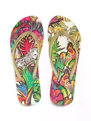 KAT MACONIE Sola Tropical-print Flip-flops - White