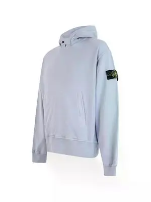 Stone Island 6100023 Brushed Organic Cotton Fleece Hooded Sweatshirt - Blue