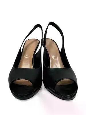 SERGIO ROSSI Peep-toe Slingback Leather Pumps
