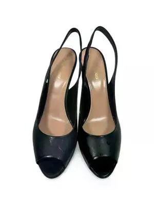 SERGIO ROSSI Peep-toe Slingback Leather Pumps