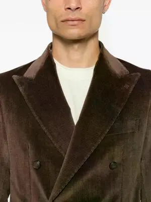 Tagliatore Double-breasted Corduroy Jacket - Brown