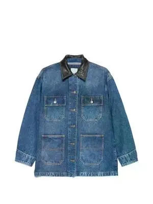 Simkhai Leather-collar Denim Jacket - Blue