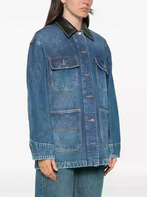 Simkhai Leather-collar Denim Jacket