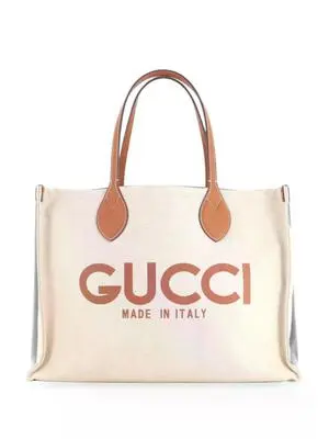 Gucci Logo Shopper Printed Canvas Medium Tote Bag
