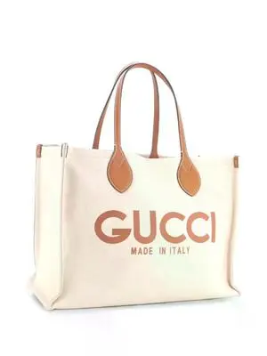 Gucci Logo Shopper Printed Canvas Medium Tote Bag