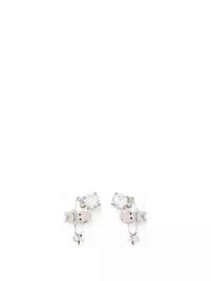 YVMIN Woven Mini Rabbit Safety-pin Earrings - Silver