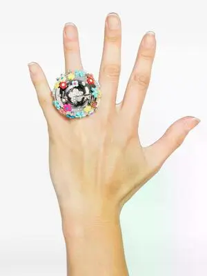 YVMIN Floral-embellished Apple-shaped Ring - Silver