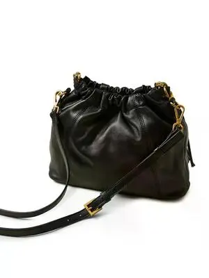 TWINSET Leather Shoulder Bag With Ruching