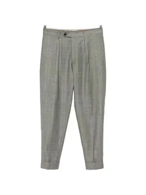 BERWICH Prince Of Wales Check Pleated Trousers - Grey