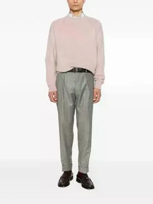 BERWICH Prince Of Wales Check Pleated Trousers - Grey