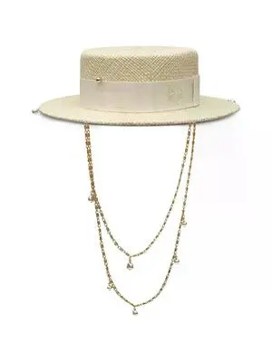 Ruslan Baginskiy Chain-strap Straw Boater Hat