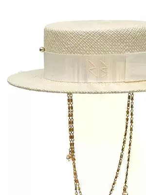 Ruslan Baginskiy Chain-strap Straw Boater Hat