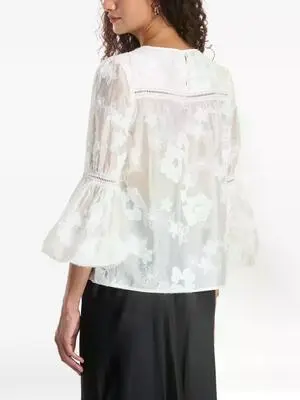 Guess Embroidered-floral Bell-sleeve Blouse
