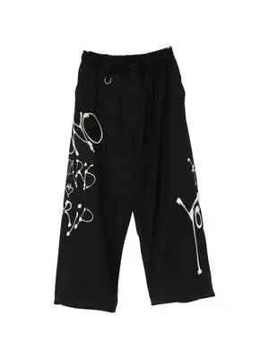 Y3 Graffiti-print Wide-leg Trousers