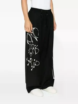 Y3 Graffiti-print Wide-leg Trousers
