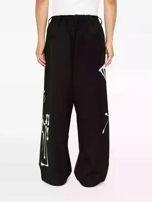 Y3 Graffiti Print Wide-leg Trousers