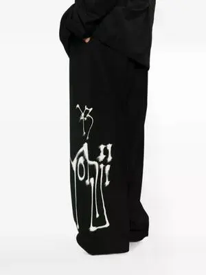 Y3 Graffiti Print Wide-leg Trousers