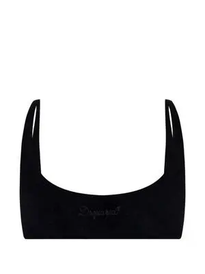 Dsquared2 Logo-embroidered Scoop-neck Bikini Top - Black