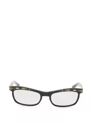 Valentino Garavani Crystal-embellished Rectangle-frame Sunglasses - Black