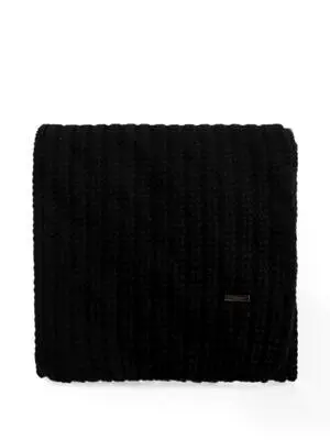 Dsquared2 Ribbed-knit Logo-plaque Scarf - Black