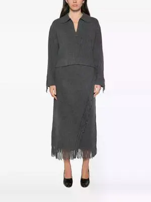Simkhai Natalia Fringe-trimmed Sweater - Grey