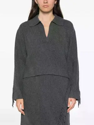 Simkhai Natalia Fringe-trimmed Sweater - Grey