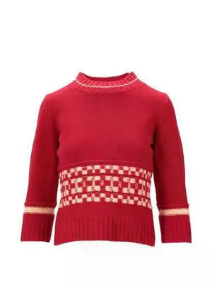 B.B. WALACE Geometric-pattern Ribbed-trim Sweater