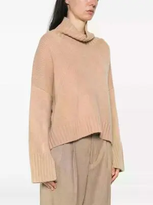 Soft Goat Cashmere Roll-neck Ribbed-trim Sweater - Neutrals