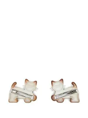 YVMIN Cat-motif Crystal-embellished Hair Clips - Neutrals