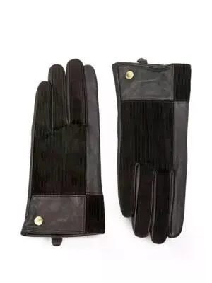 Barbour Corduroy-panel Leather Gloves - Brown