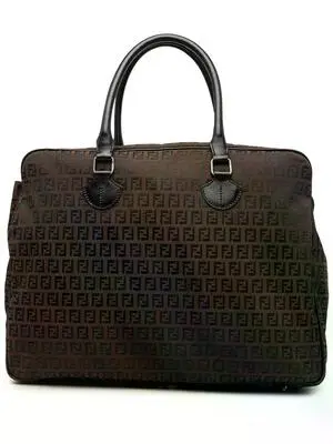 Fendi 2000-2010 Zucchino Canvas Business Bag - Brown