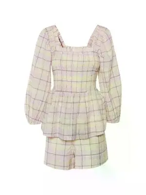 GANNI Checked Peplum Top And Shorts Set