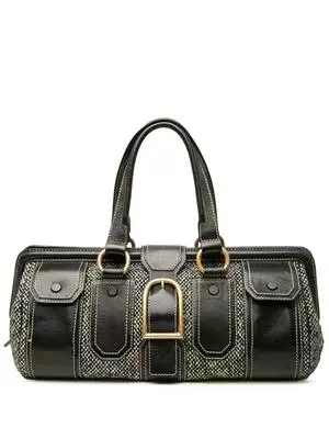 Celine 2000 Tweed And Leather Ella Frame Handbag