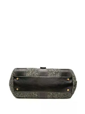 Celine 2000 Tweed And Leather Ella Frame Handbag