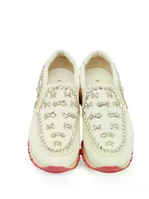 Prada Crystal-embellished Slip-on Sneakers - Neutrals