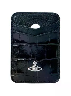 VIVIENNE WESTWOOD Croc-embossed Orb Card Holder - Black