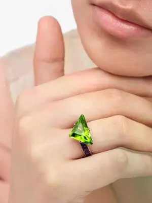 Prada Couleur Vivante Peridot And Amethyst Solitaire Ring