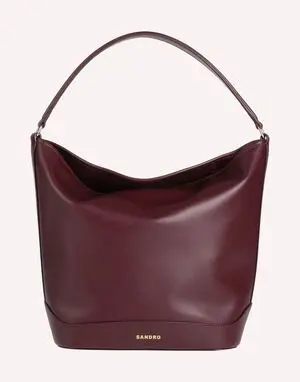 Sandro Handbag Burgundy Cowhide