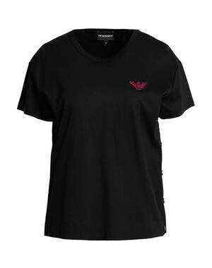 Emporio Armani Cotton T-shirt With Brand Logo Appliqu - Black
