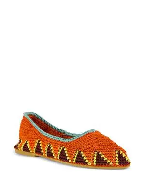 KASHURA Hand-crocheted Geometric-pattern Pumps - Orange