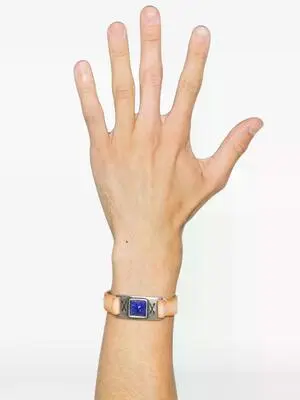 ERALDO Lapis-lazuli-embellished Leather Bracelet - Neutrals