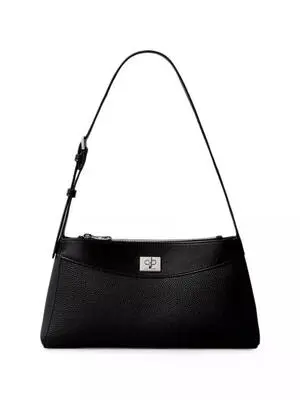Calvin Klein Grainy-texture Twist-lock Shoulder Bag - Black